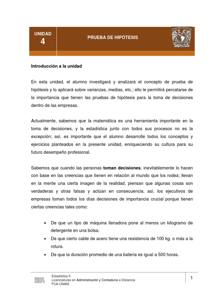 Prueba de Hipótesis en Estadística II | PDF | Prueba de hipótesis ...
