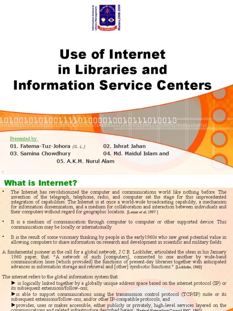 Internet Use in Libraries and Services | PDF | Internet | Libraries