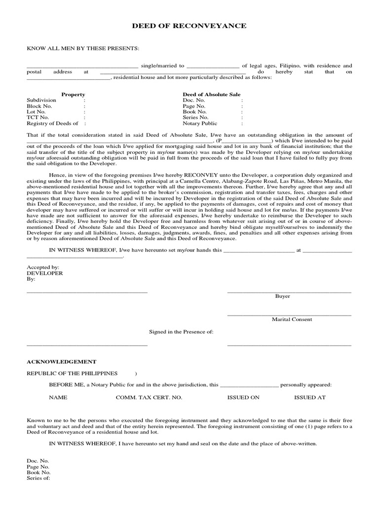 8. Deed of Reconveyance | Conveyancing | Deed