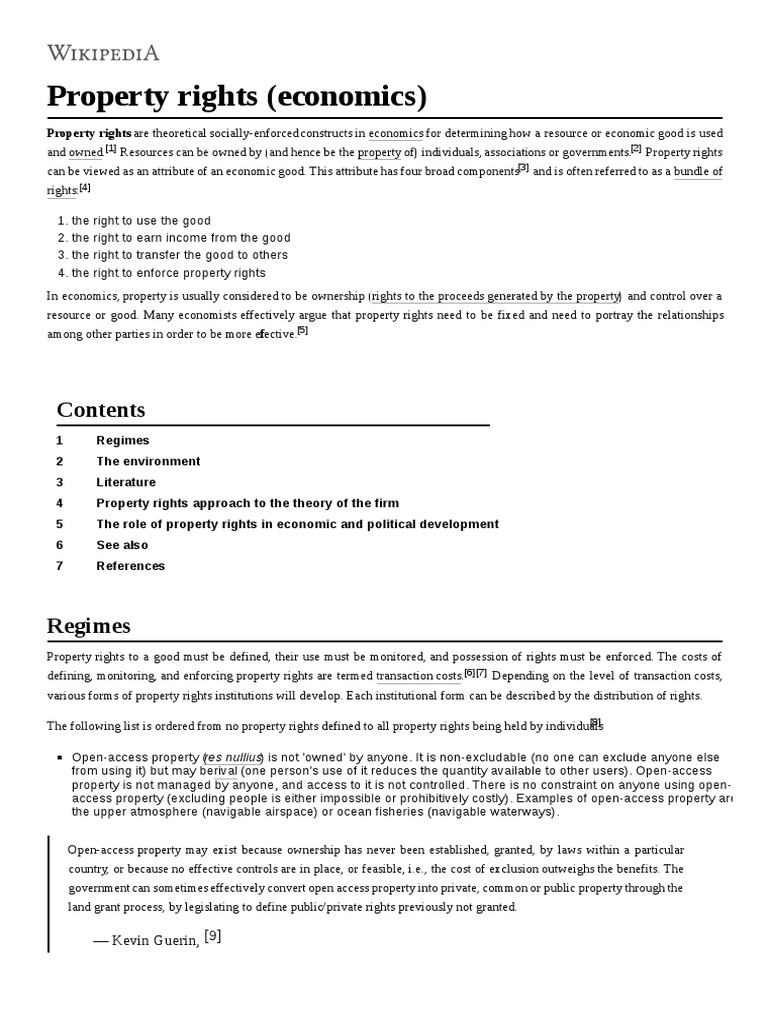 Property Rights (Economics) | PDF | Economics | Law And Economics