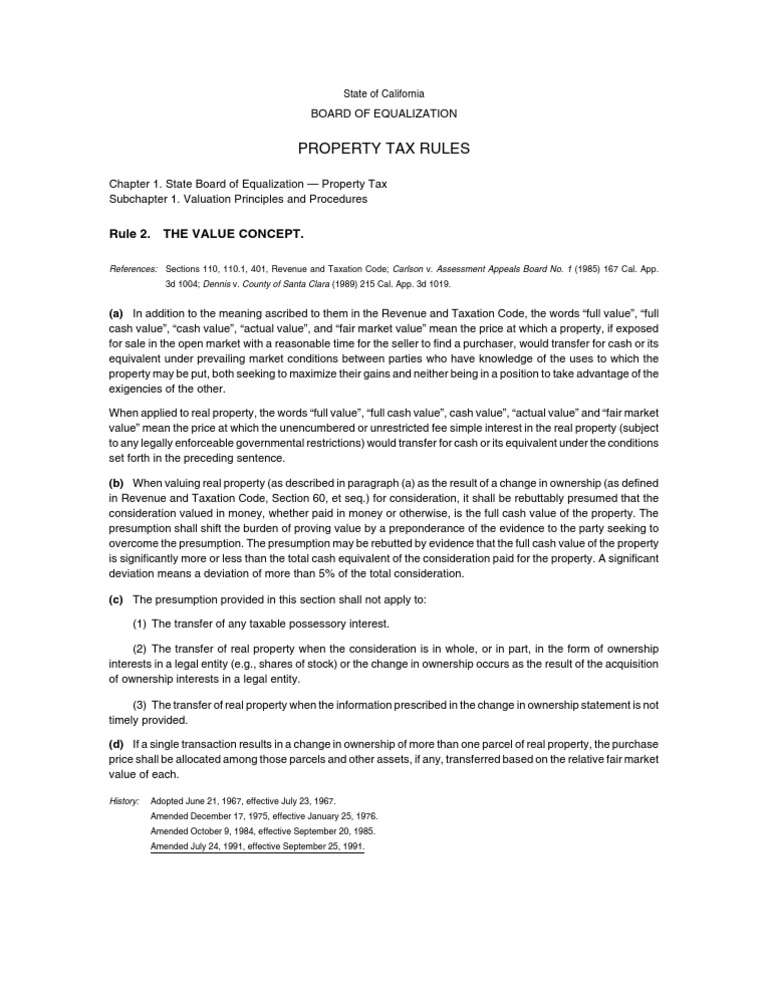 Property Tax Rules: Rule 2. The Value Concept | Download Free PDF ...