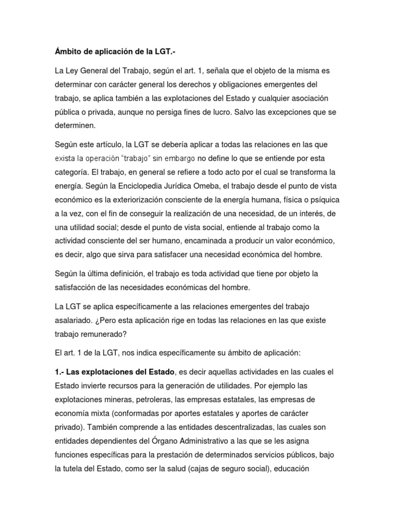 Ámbito de Aplicación de La LGT | PDF | Derecho laboral | Salario