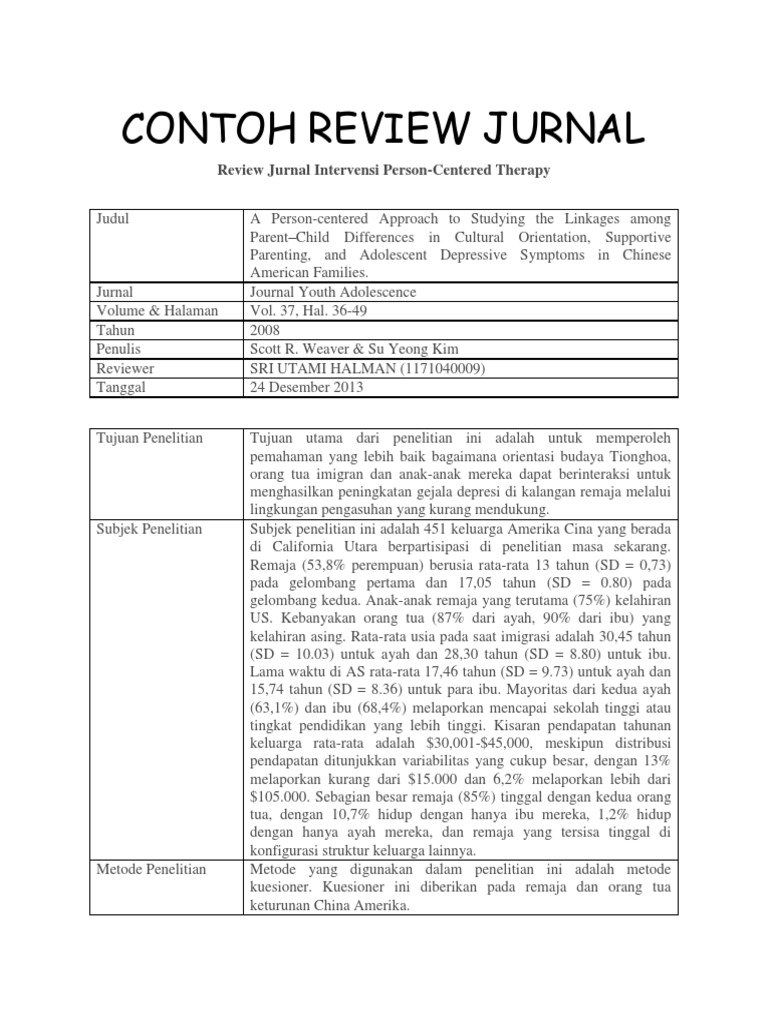 Contoh Review Jurnal | PDF