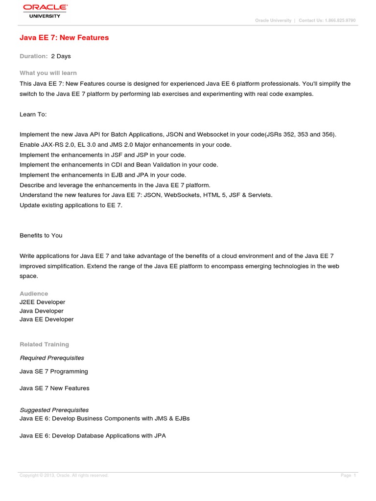 Java EE 7: New Features: Duration | PDF | Java Platform | Enterprise ...