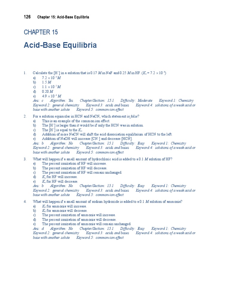 Acid Base Equilibria AFinal | PDF | Titration | Chemistry