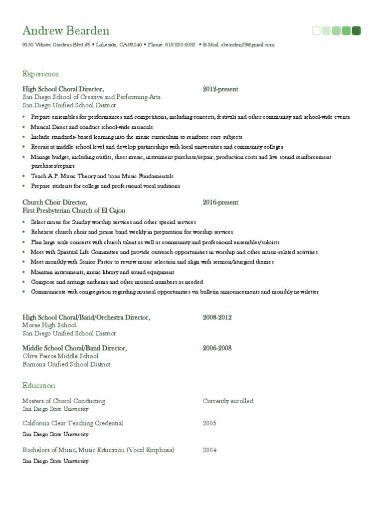 Resume 2016 | PDF | Choir | Conducting