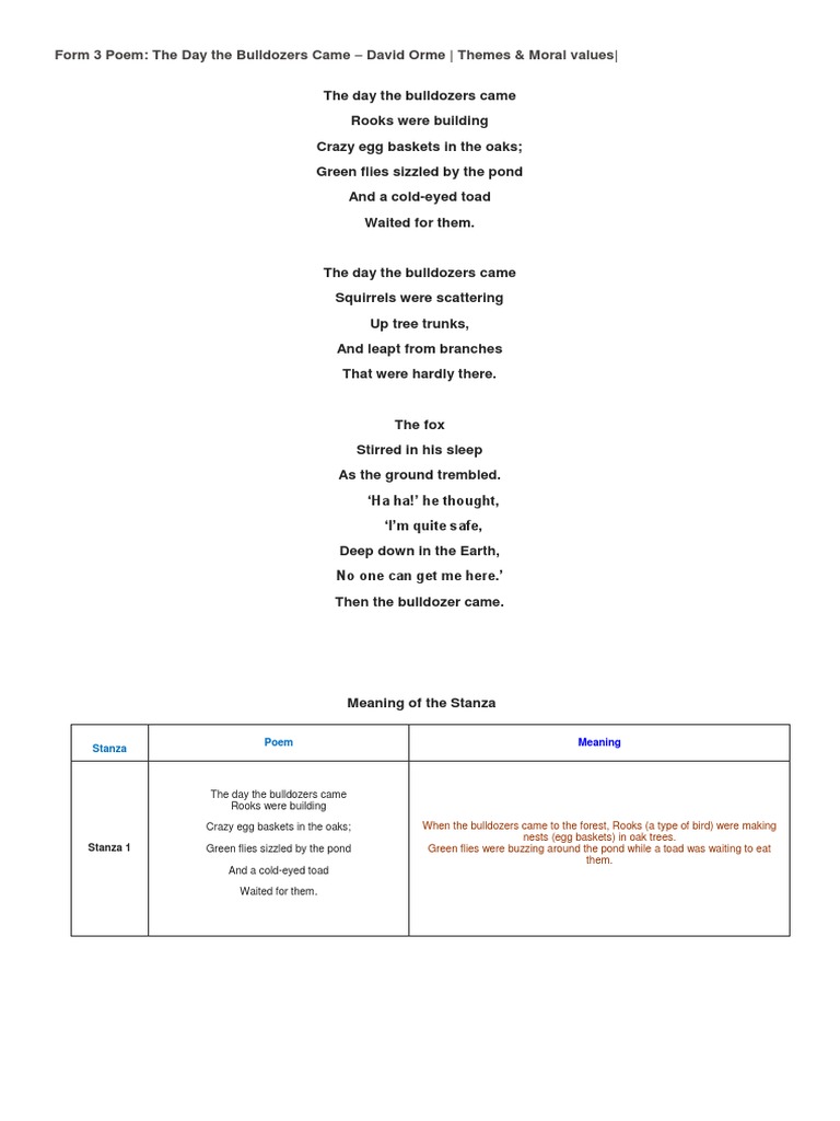 Form 3 Poem With Answer | PDF | Poison | Nature