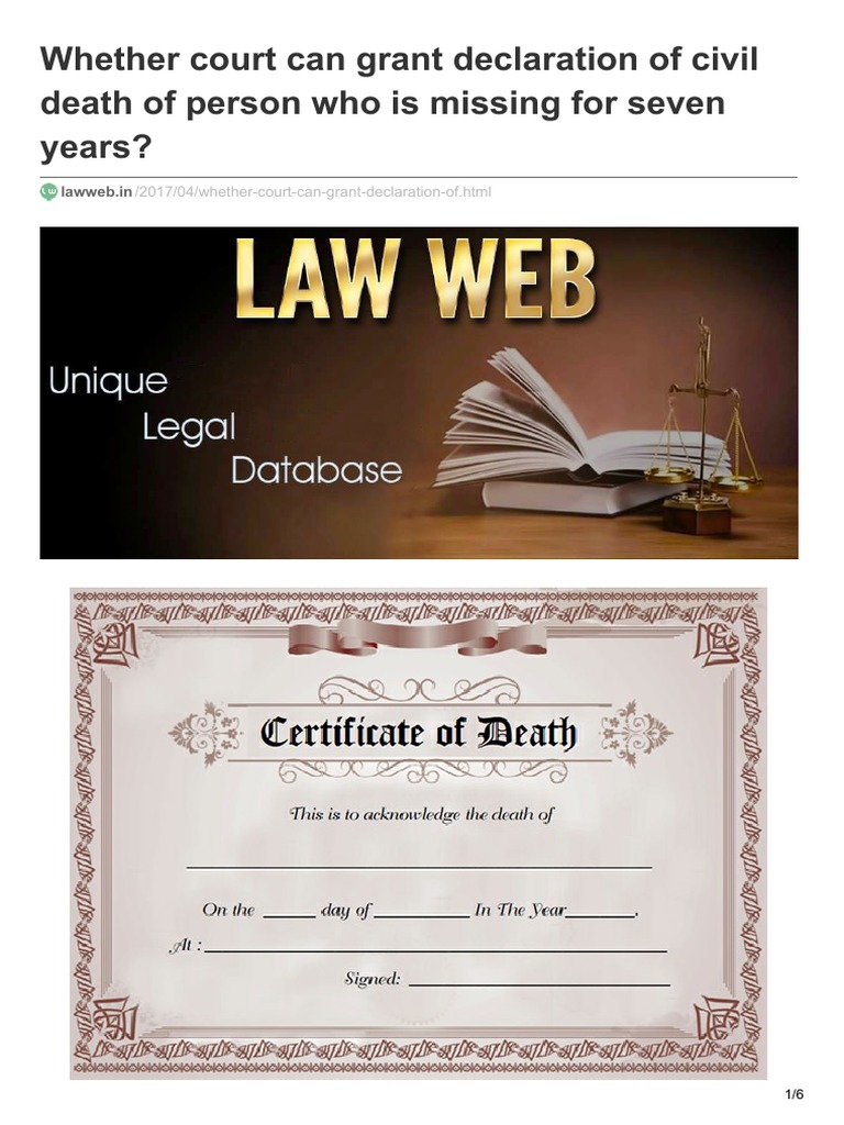 Civil Death Declaration Appeal Outcome | PDF | Lawsuit | Appeal