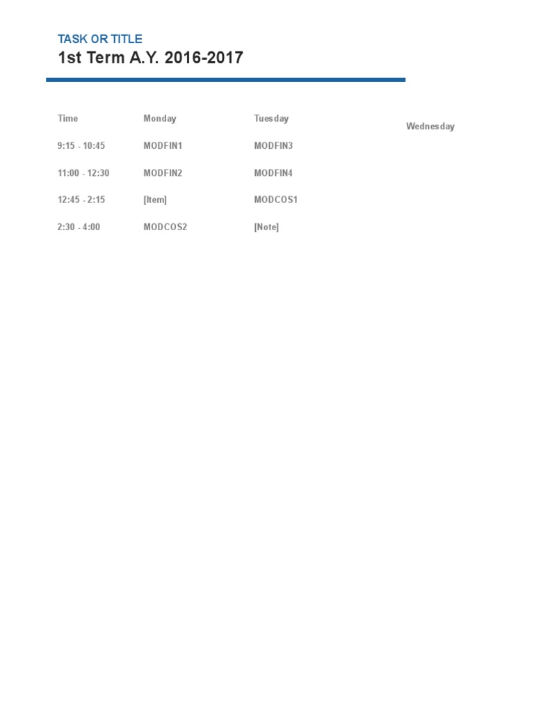 1st Term Schedule A.Y. 2016-2017 | PDF