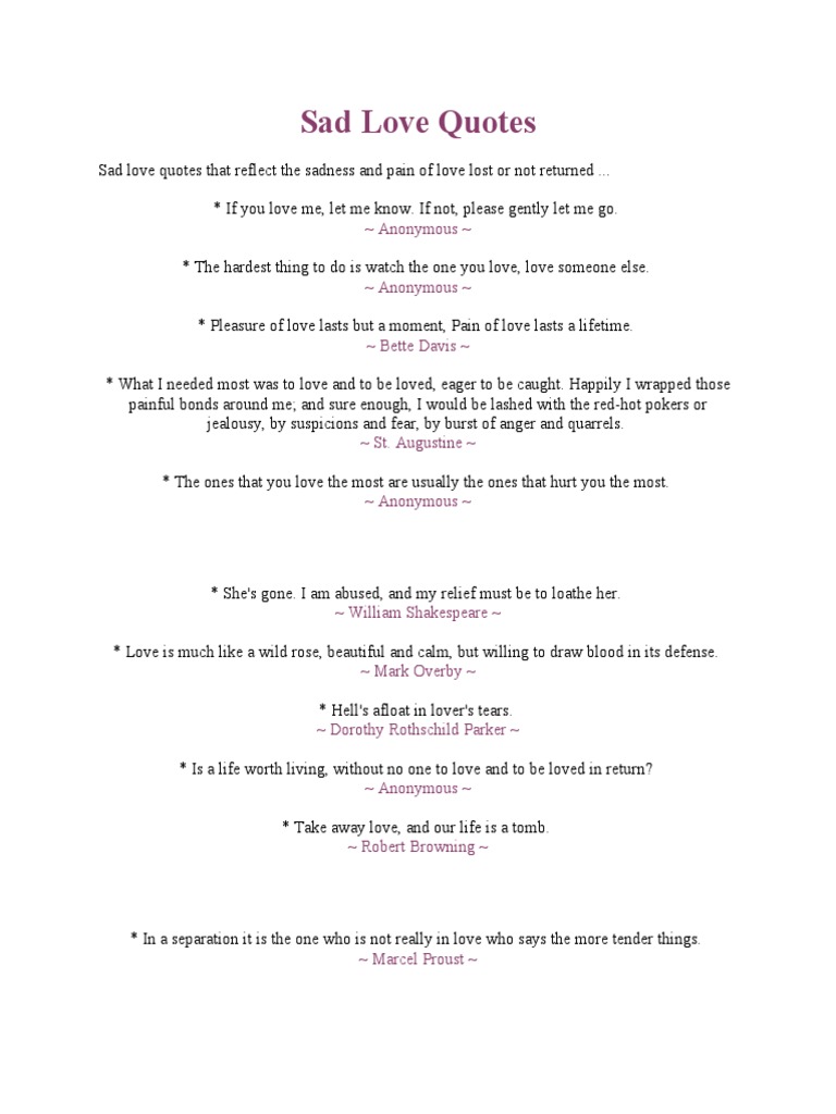 Sad Love Quotes | PDF | Love | Emotions