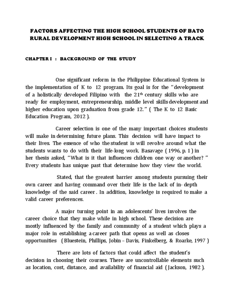 Factors Affecting The High School Students of Bato Rural Development ...