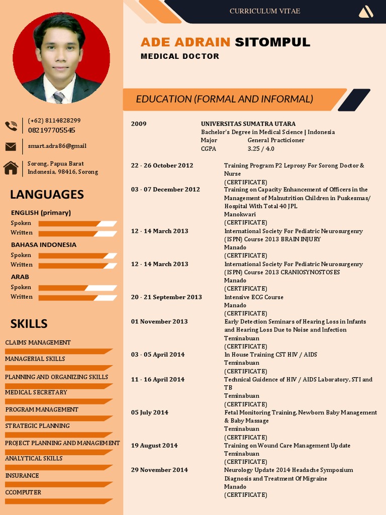 CV Ade Adrain Sitompul | PDF | Physician | Health Care