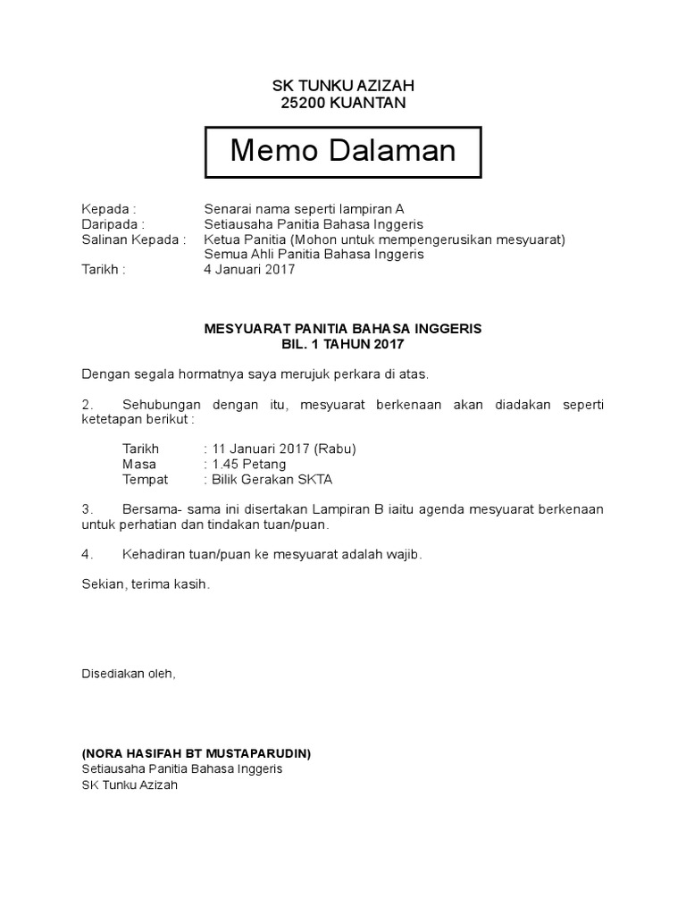 Memo Dalaman Bi