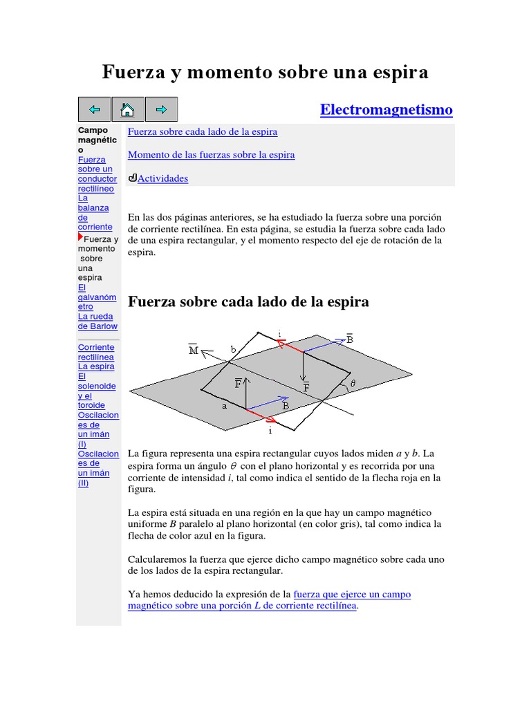 Fuerza y Momento Sobre Una Espira | PDF | Campo magnético | Vector ...