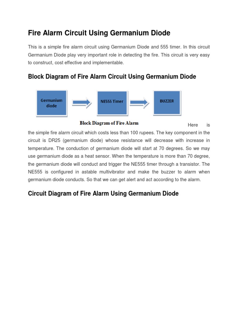 Fire Alarm Circuit Using Germanium Diode | PDF