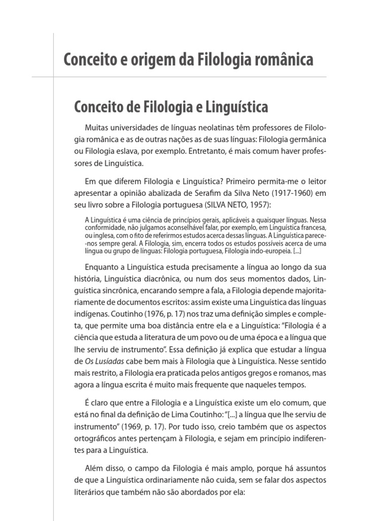 Conceito e Origem Da Filologia Românica | PDF | Linguagem natural ...