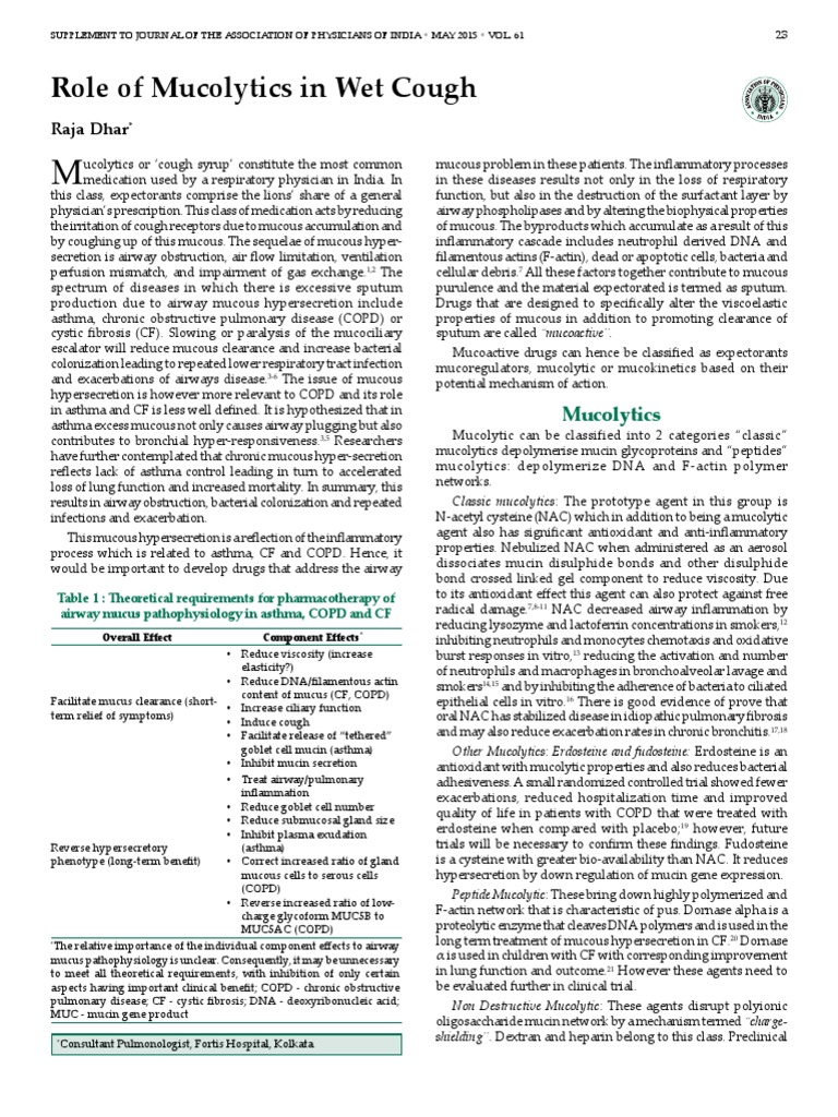 Mucolytics in Respiratory Disease Management | PDF | Mucus | Chronic ...
