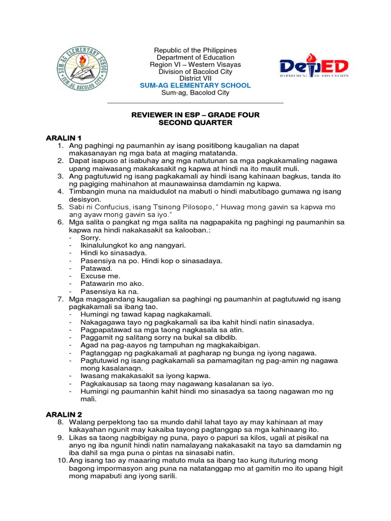 2nd Grading Esp Reviewer | PDF