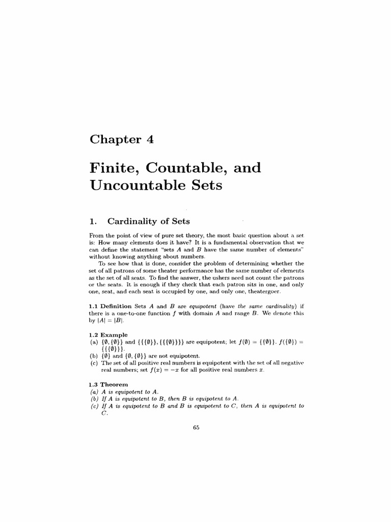 Finite, Countable, and U Ncountable Sets | PDF | Infinity | Numbers
