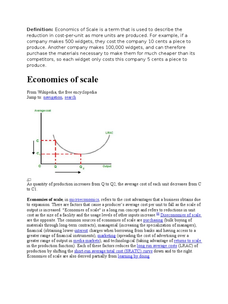 Economies & Diseconomies of Scale | PDF | Economies Of Scale | Average Cost