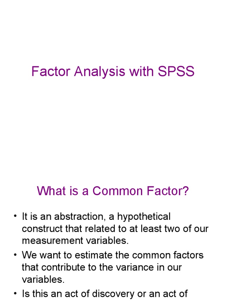 Factor Analysis With SPSS | PDF | Factor Analysis | Algorithms