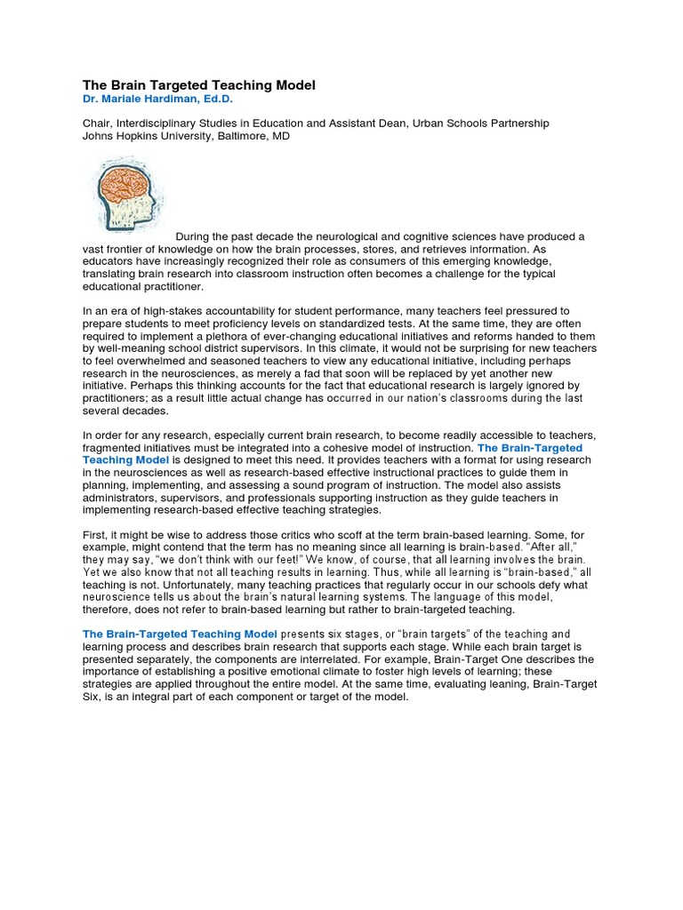 The Brain-Targeted Teaching Model: A Framework for Translating ...