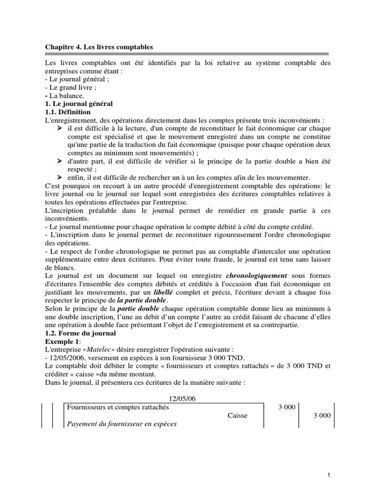 Chapitre 4 - Les Livres Comptables | PDF | Comptabilité | Économie d'entreprise