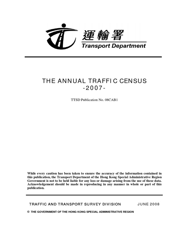 Annual Traffic Census 2007 | PDF | Public Transport | Transport