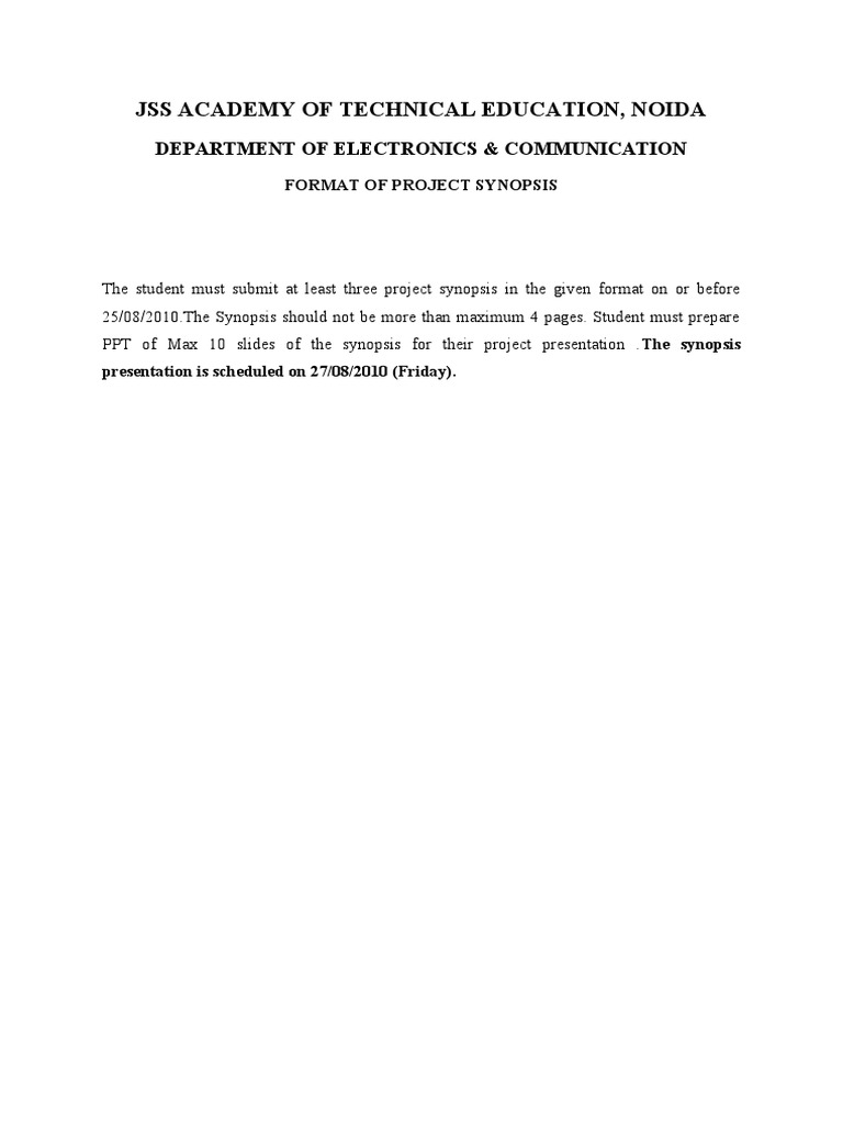 Synopsis Format | PDF | Computers | Technology & Engineering