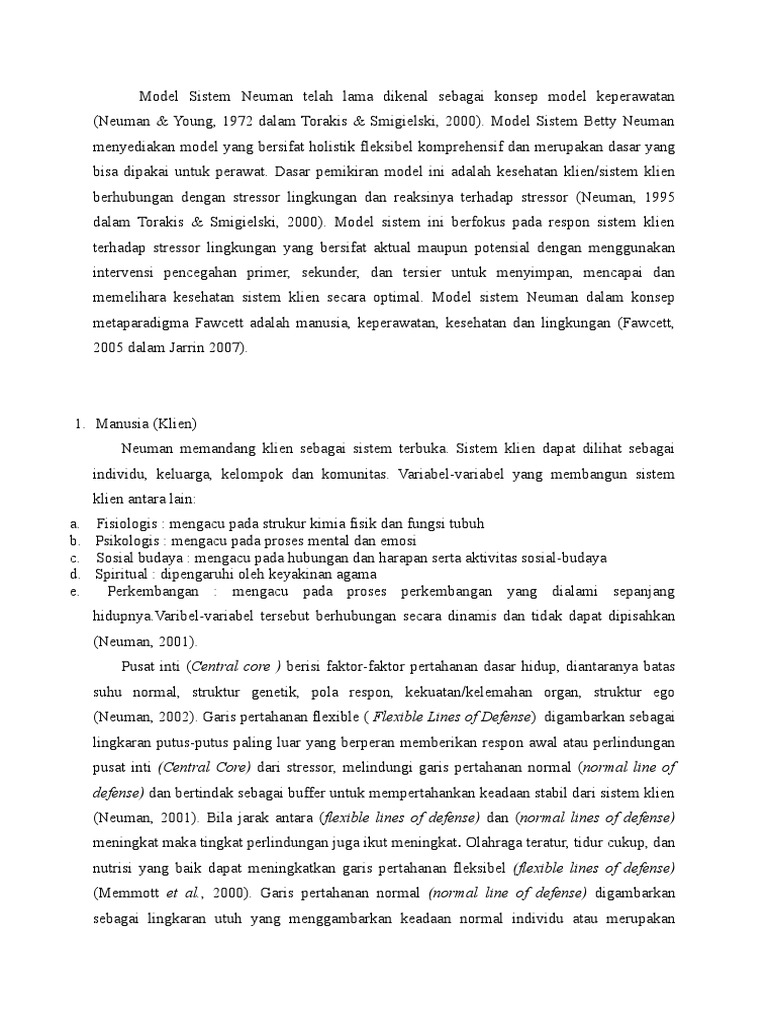 Model Sistem Neuman Telah Lama Dikenal Sebagai Konsep Model Keperawatan | PDF | Karier ...