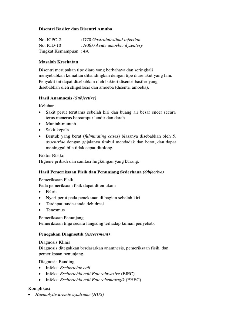Disentri Basiler dan Amuba: Gejala dan Penanganan | PDF | Pengembangan Diri