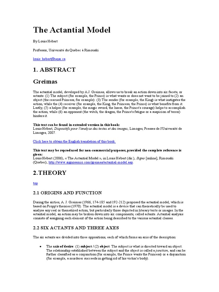 The Actantial Model | Download Free PDF | Jesus | Narration