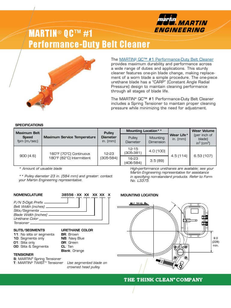 Martin QC™ #1 Performance-Duty Belt Cleaner | PDF | Belt (Mechanical ...