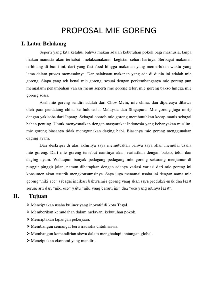 Proposal Mie Goreng | PDF