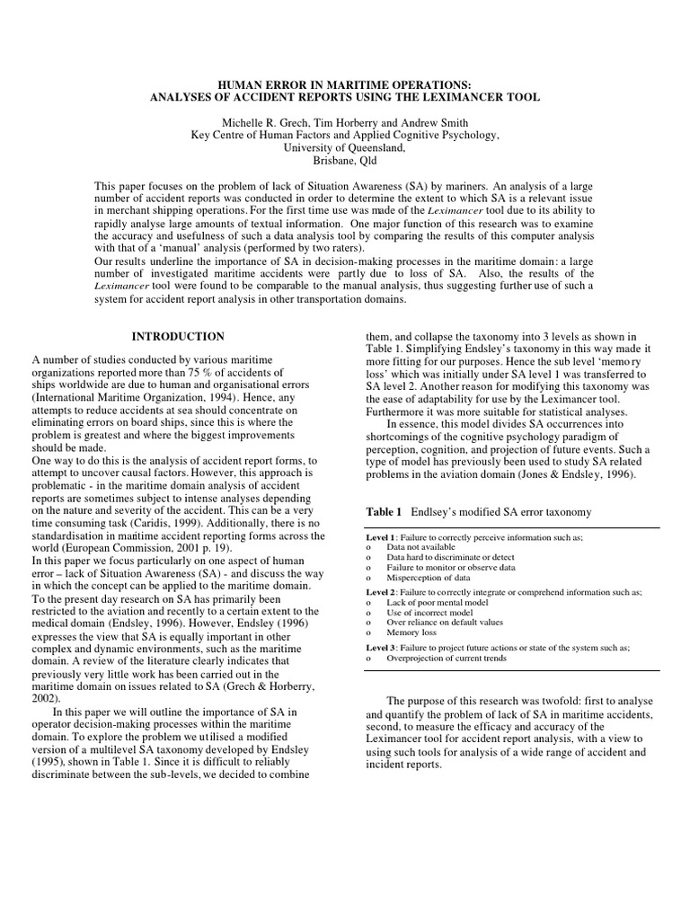 Human Error in Maritime Operations | Download Free PDF | Traffic ...