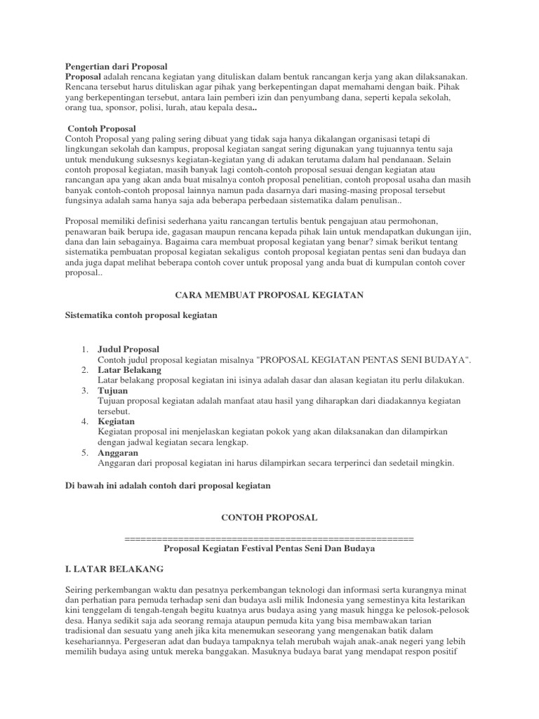 Contoh Proposal Kegiatan Sederhana | PDF