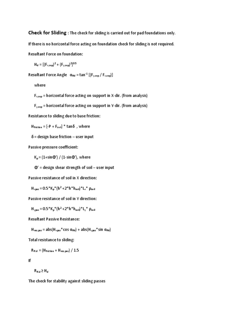 Check For Sliding As Per BS 8110 | PDF