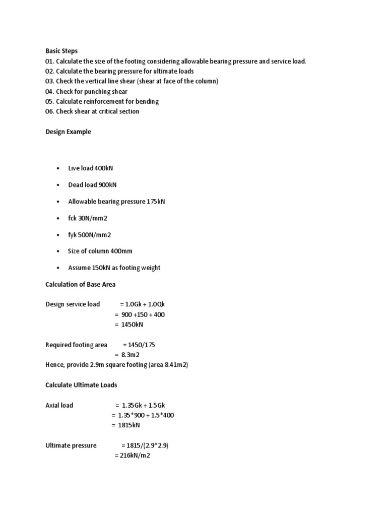 Basic Steps For Foundation Design | PDF | Column | Mechanics