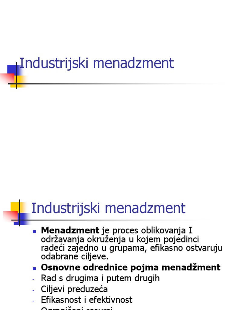 Industrijski Menadzment - Predavanje 1 | PDF