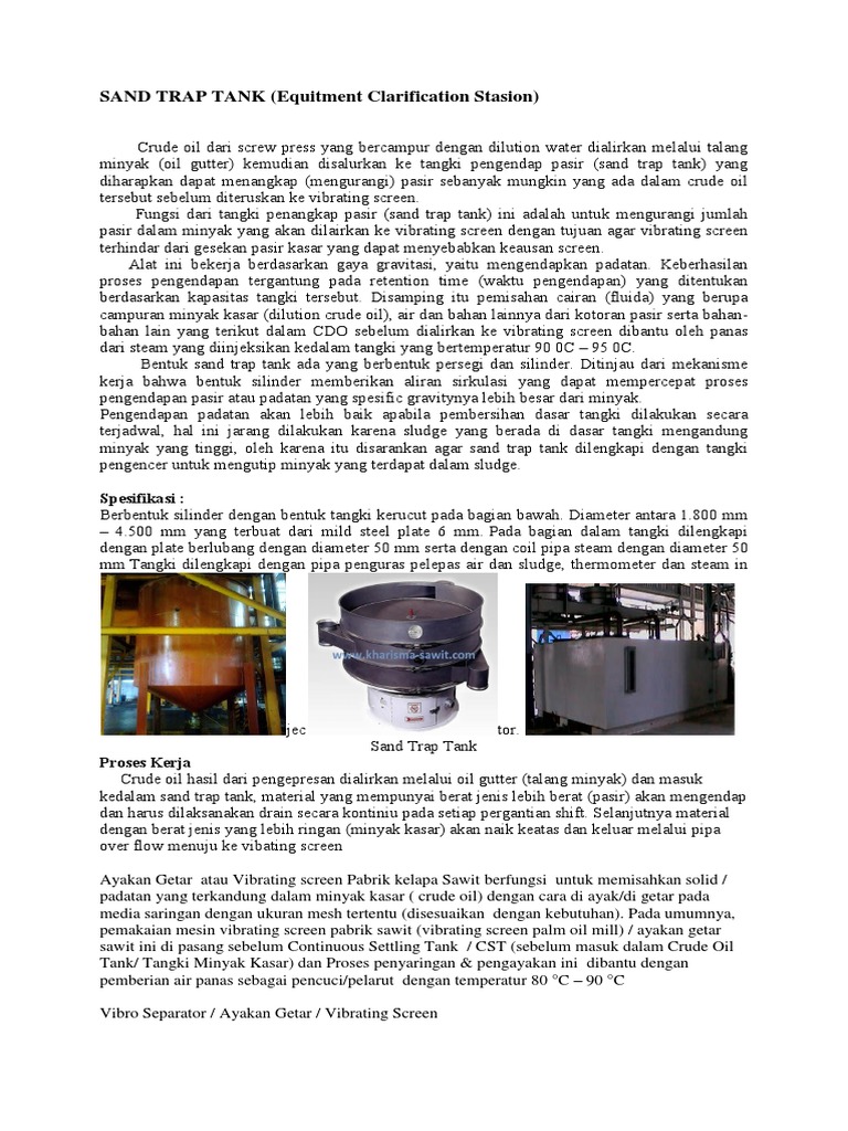 Sand Trap Tank | PDF