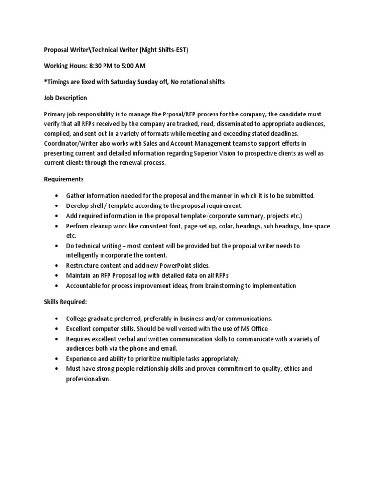 Proposal Writer Job Overview and Duties | PDF | Art
