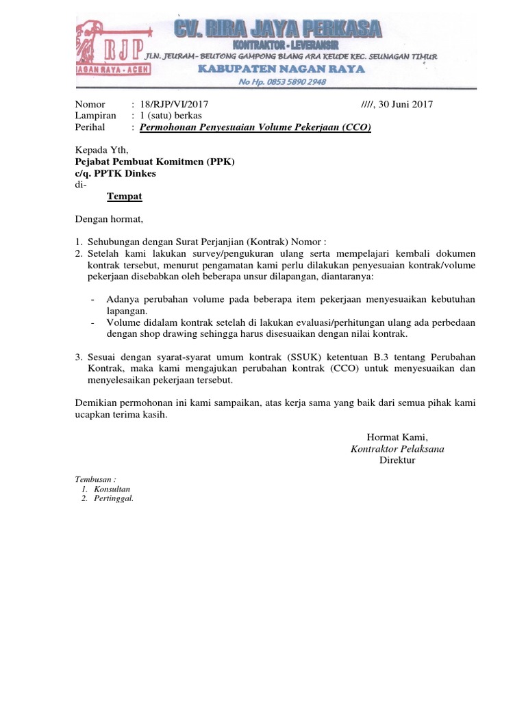 Surat Permohonan CCO - 1 | PDF