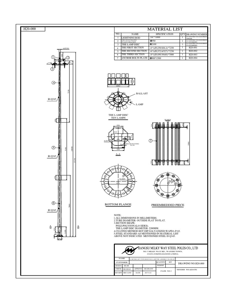 20m High Mast Pole | PDF | Mechanical Engineering | Building Engineering