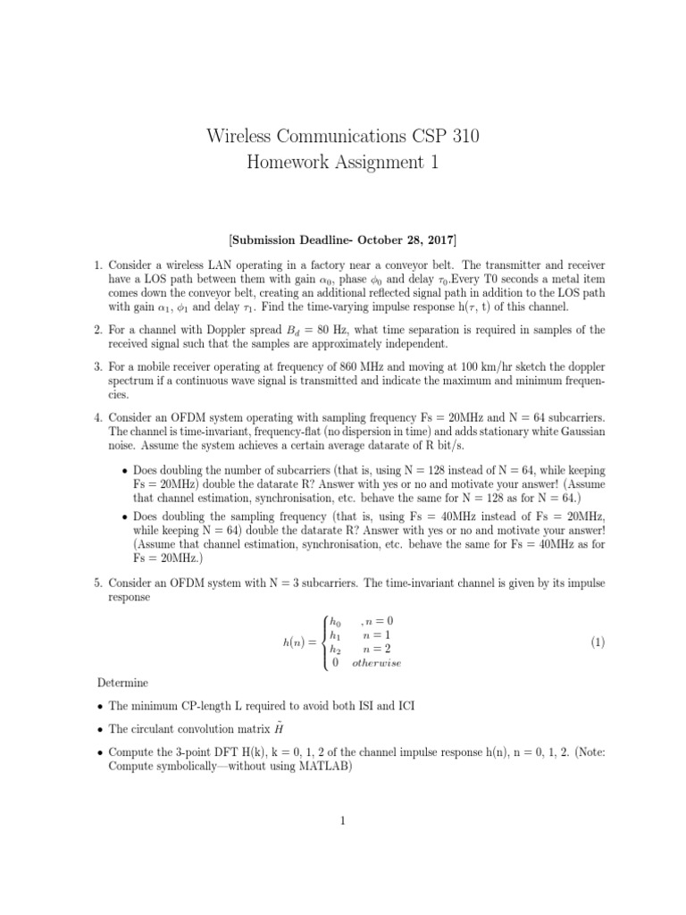 Homework Assignment1 | PDF | Orthogonal Frequency Division Multiplexing ...