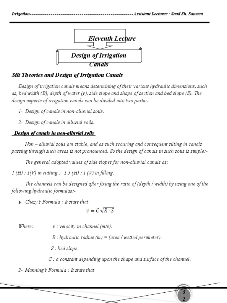 Design of Irrigation Canals | PDF | Mechanical Engineering | Civil ...