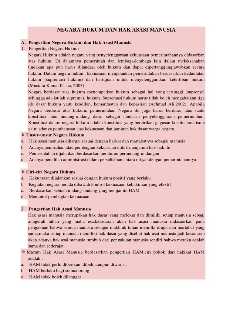 Negara Hukum Dan Hak Asasi Manusia | PDF