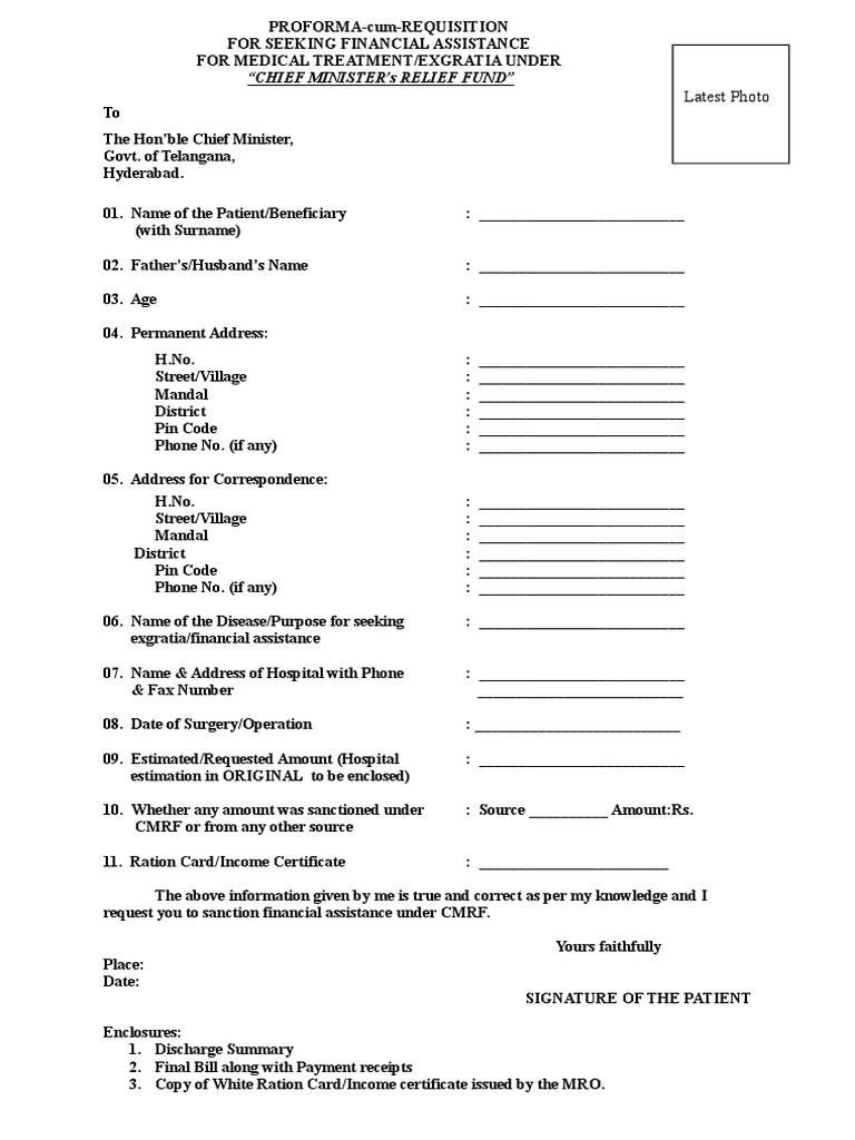 CMRF - Proforma | Medicine | Health Care
