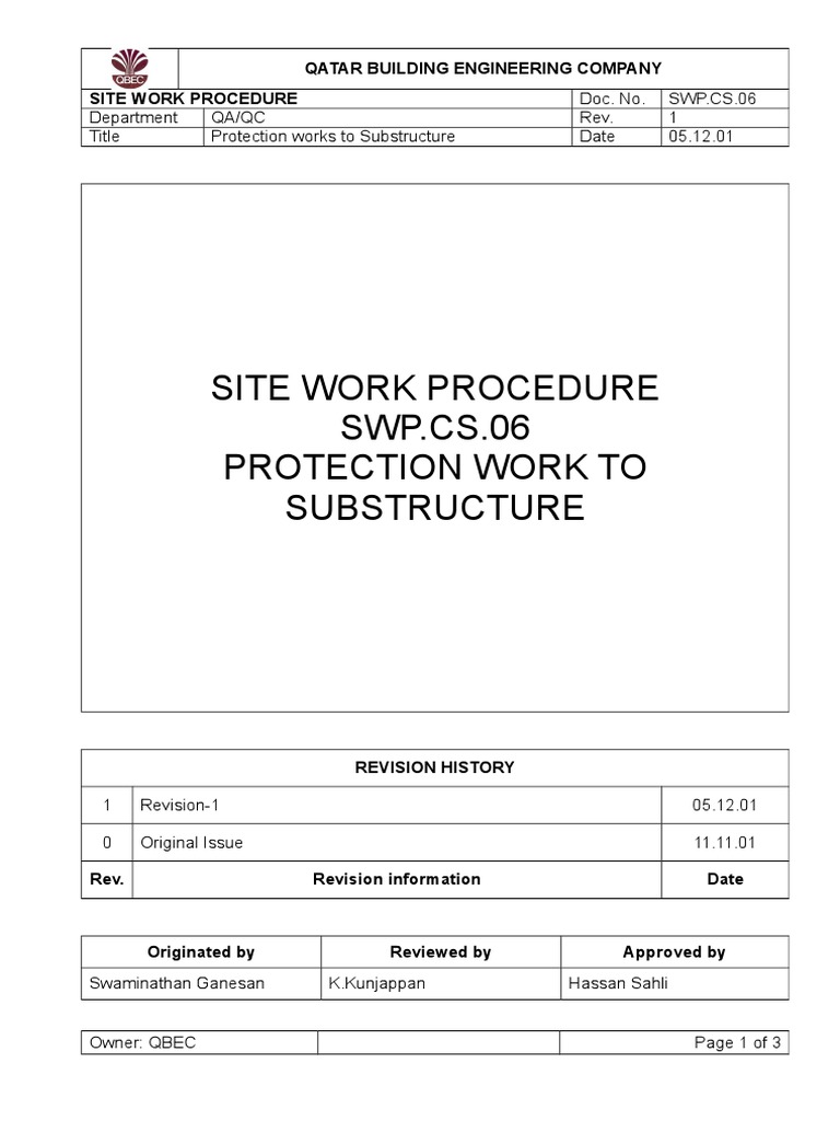 Protection To Substructure-Method Statement | PDF | Engineering ...