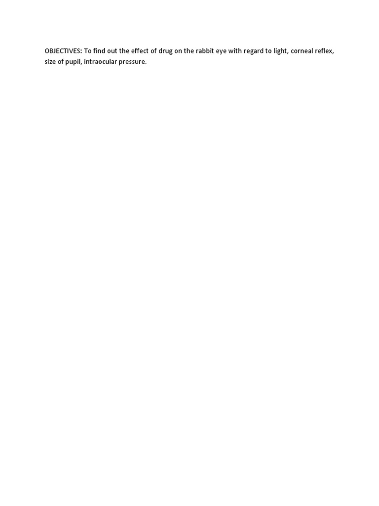 OBJECTIVES: To Find Out The Effect of Drug On The Rabbit Eye With ...