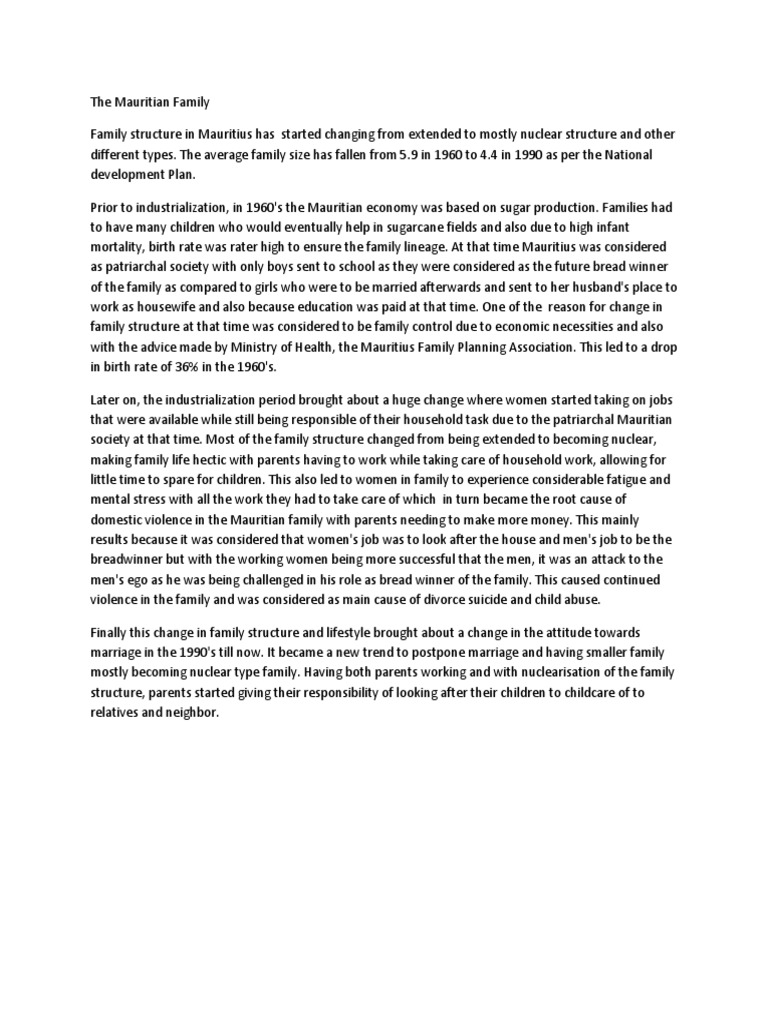 The Mauritian Family | PDF | Mauritius | Family